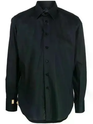 BILLIONAIRE Silver Cut Cotton Shirt - Black