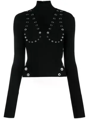 Off-White Eyelet-embellished Knitted Top