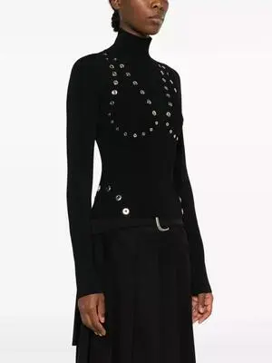 Off-White Eyelet-embellished Knitted Top