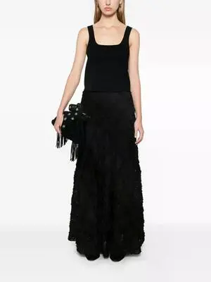 Maje Embroidered Tulle Maxi Skirt - Black