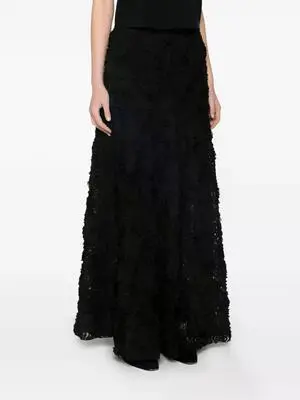 Maje Embroidered Tulle Maxi Skirt - Black