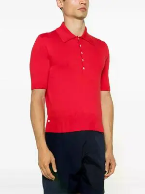 Thom Browne Cotton 4-bar Relaxed Fit Polo - Red