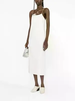 JIL SANDER Feather-trim Slip Dress - Neutrals