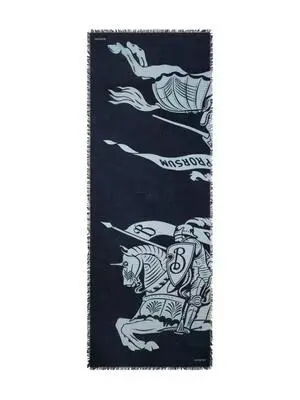 Burberry Wide Knight Wool Scarf - Blue