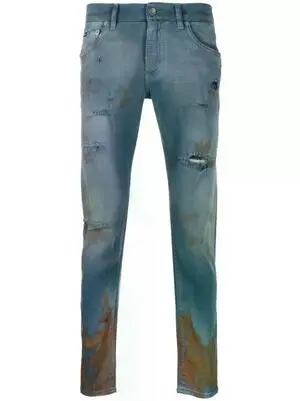 Dolce & Gabbana Distressed Straight-leg Jeans