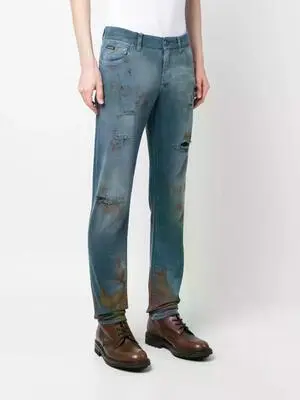 Dolce & Gabbana Distressed Straight-leg Jeans
