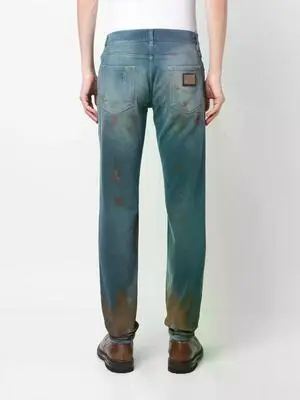 Dolce & Gabbana Distressed Straight-leg Jeans