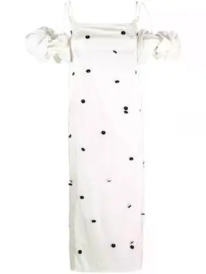 Jacquemus Polka-dot Midi Dress - Neutrals
