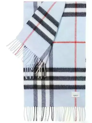 Burberry Checked Cashmere Scarf - Blue