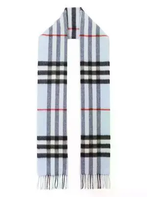 Burberry Checked Cashmere Scarf - Blue