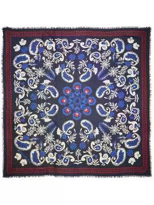 La DoubleJ Forest Bandana-print Scarf - Blue