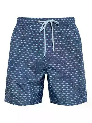 Paul & Shark Shark-print Swim Shorts - Blue