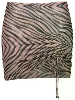 AMIR SLAMA Geometric Animal-pattern Miniskirt - Brown