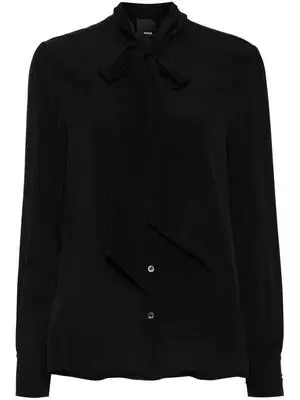 Pinko Cassaforte Chiffon Crepe Pussy-bow Shirt - Black