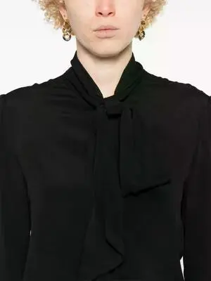 Pinko Cassaforte Chiffon Crepe Pussy-bow Shirt - Black