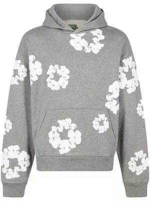 DENIM TEARS Printed Cotton Wreath Hoodie - Grey
