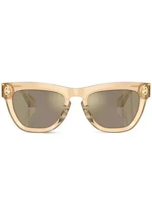 Burberry Logo-engraved Square-frame Sunglasses - Brown