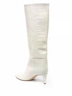 Paris Texas Croc-effect Stiletto Boots - White