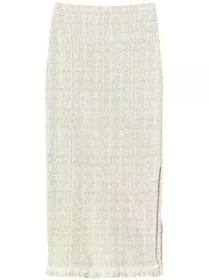 TWINSET Lurex-detail Jacquard Midi Skirt - Neutrals
