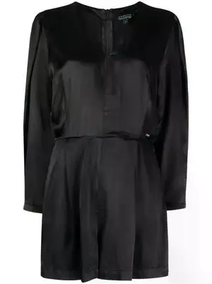 Armani Exchange Logo-plaque Satin-finish Jumpsuit - Black