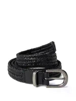 Brunello Cucinelli Braided Leather Belt - Black