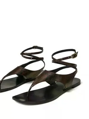 TWINSET Snakeskin-effect Flat Sandals - Brown