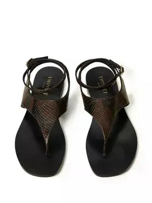 TWINSET Snakeskin-effect Flat Sandals - Brown