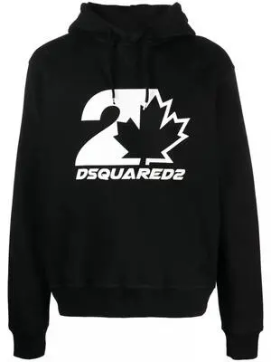 Dsquared2 Logo-print Cotton Drawstring Hoodie - Black