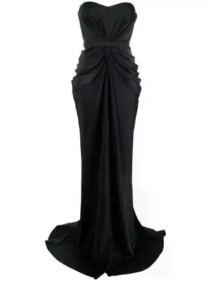 ANA RADU Ruched Strapless Gown - Black