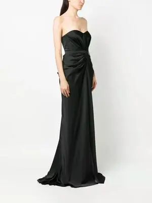 ANA RADU Ruched Strapless Gown - Black