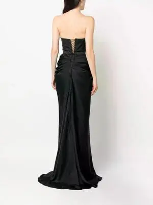 ANA RADU Ruched Strapless Gown - Black