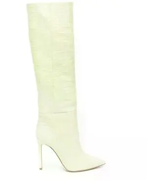 Paris Texas 100mm Crocodile-effect Leather Boots - Green