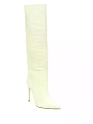 Paris Texas 100mm Crocodile-effect Leather Boots - Green