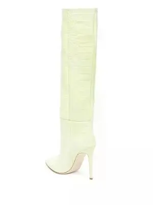 Paris Texas 100mm Crocodile-effect Leather Boots - Green