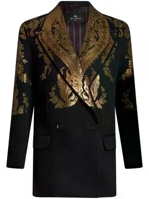 Etro Metallic Paisley Double-breasted Blazer