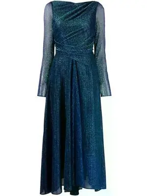 Talbot Runhof Metallic-thread Draped Midi Dress