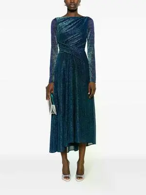 Talbot Runhof Metallic-thread Draped Midi Dress