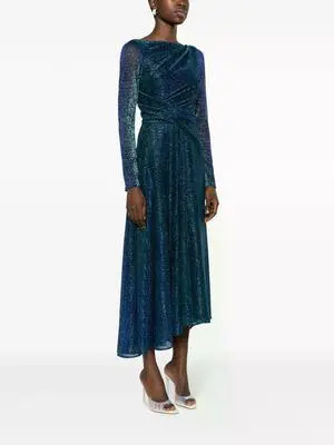 Talbot Runhof Metallic-thread Draped Midi Dress