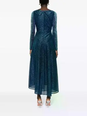 Talbot Runhof Metallic-thread Draped Midi Dress