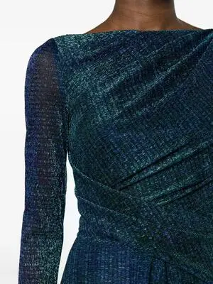 Talbot Runhof Metallic-thread Draped Midi Dress