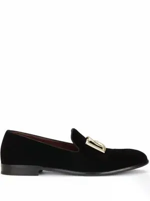 Dolce & Gabbana Dg-logo Velvet Slippers
