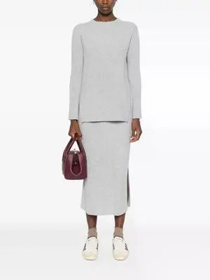 TWINSET Lurex Ribbed-knit Midi Skirt