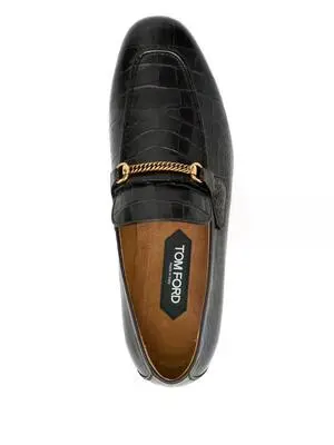 TOM FORD Crocodile-embossed Leather Loafers