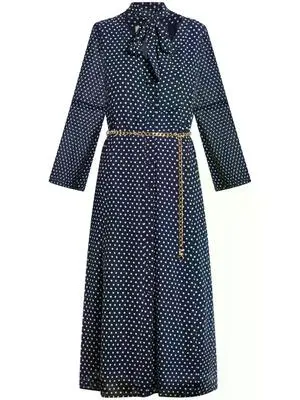 Michael Kors Polka-dot Belted Midi Dress