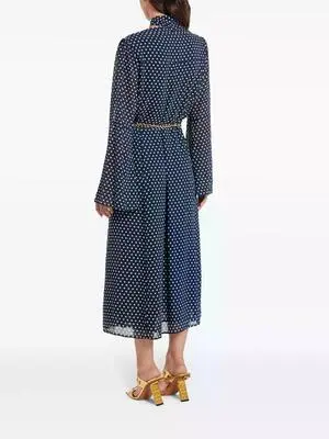 Michael Kors Polka-dot Belted Midi Dress