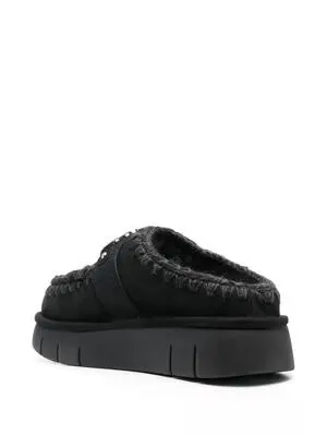 Mou Logo-lettering Suede Slippers - Black