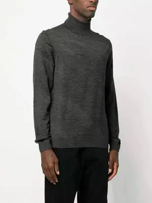 BOSS Roll-neck Virgin Wool Jumper - Grey