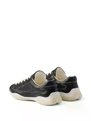 Prada Lace-up Leather Sneakers - Black