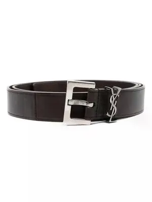 Saint Laurent Cassandre Leather Belt - Brown