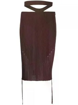 ANDREĀDAMO Ribbed-knit Pencil Skirt - Brown